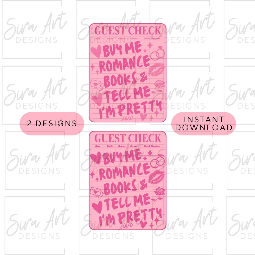 Romance Guest Check PNG, Buy Me Books and Tell I'm Pretty Design - Etsy
