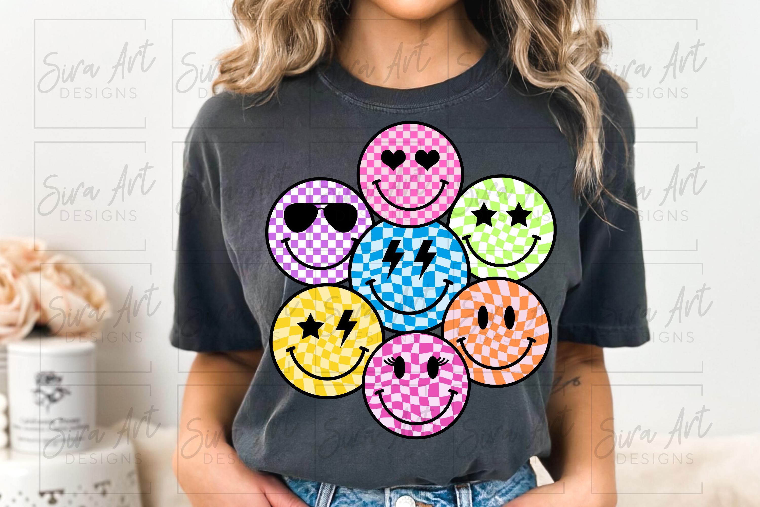 Groovy Smile Face Png, Retro Checkered Smile Face Clipart, Checker ...