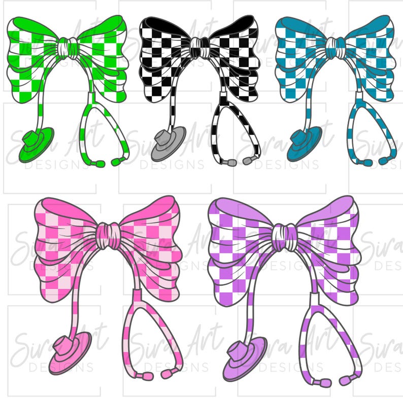 Nurse Checkered Bow PNG: Stethoscope Coquette Bundle (digital Download ...