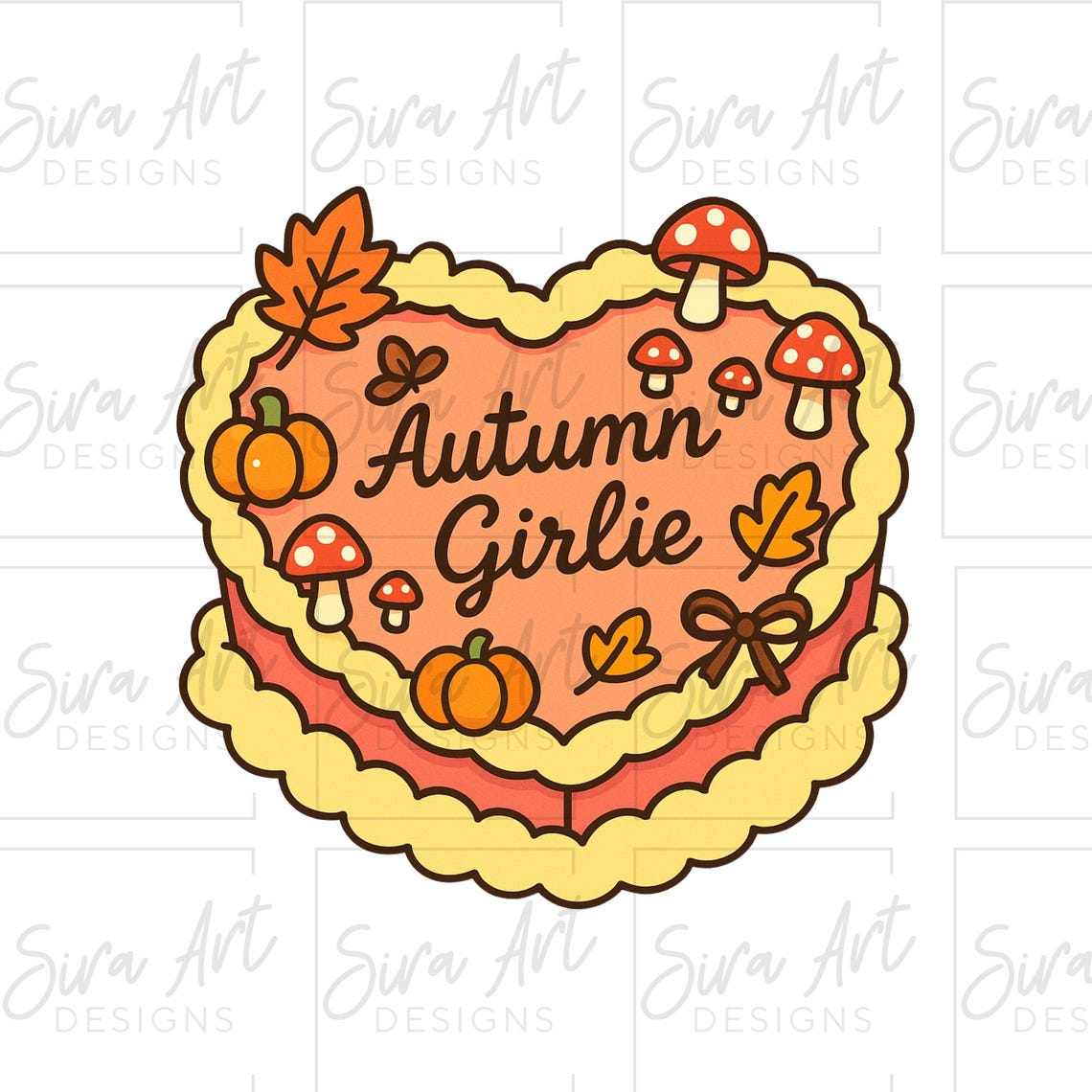 Autumn Girlie Heart Cake PNG, Fall Girly Cozy Season Design - Etsy