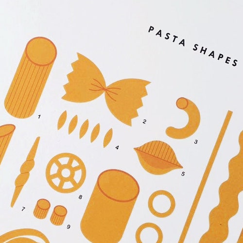 A3 Pasta Shapes Print | Etsy