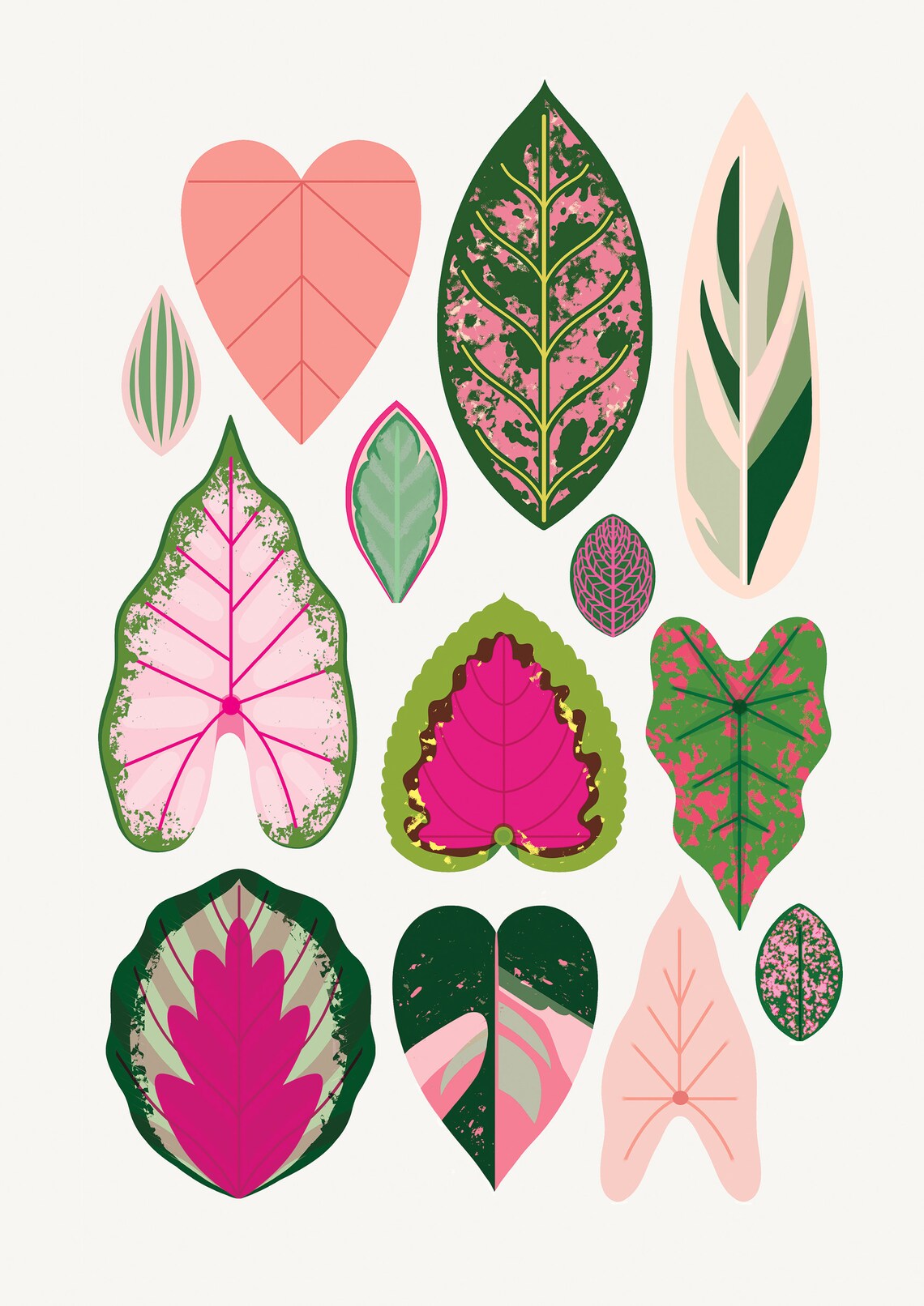 A3 Pink Leaves Print - Etsy