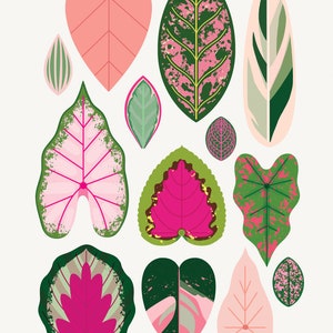 A3 Pink Leaves Print - Etsy