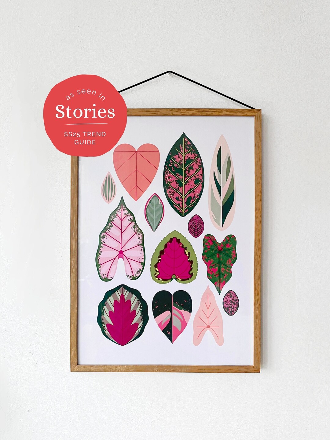 A3 Pink Leaves Print - Etsy
