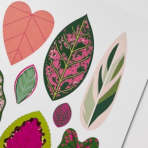 A3 Pink Leaves Print - Etsy