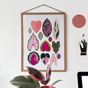 A3 Pink Leaves Print - Etsy