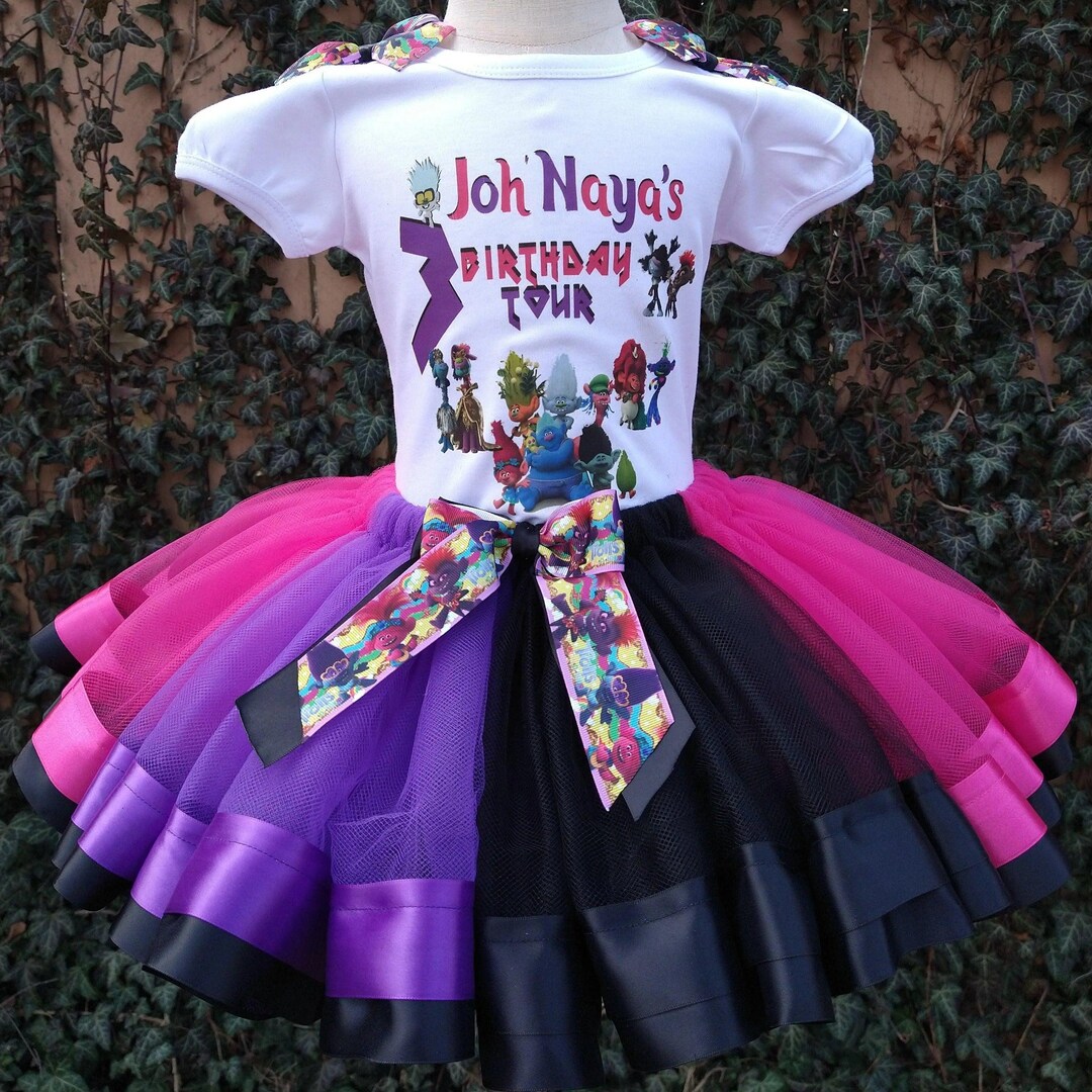 Trolls World Tour Tutu Set, Colorful Ribbon, Cotton Shirt - Etsy