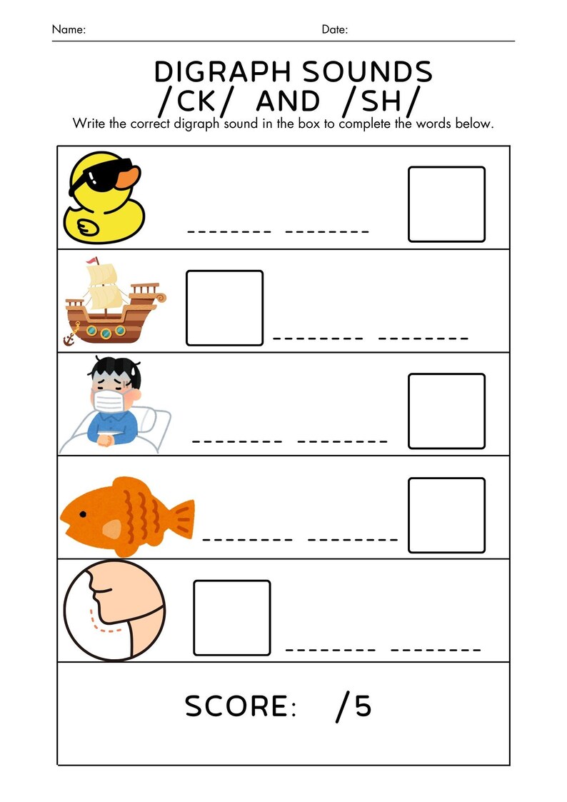 Digraph Sounds /ck/ /sh/ - Etsy