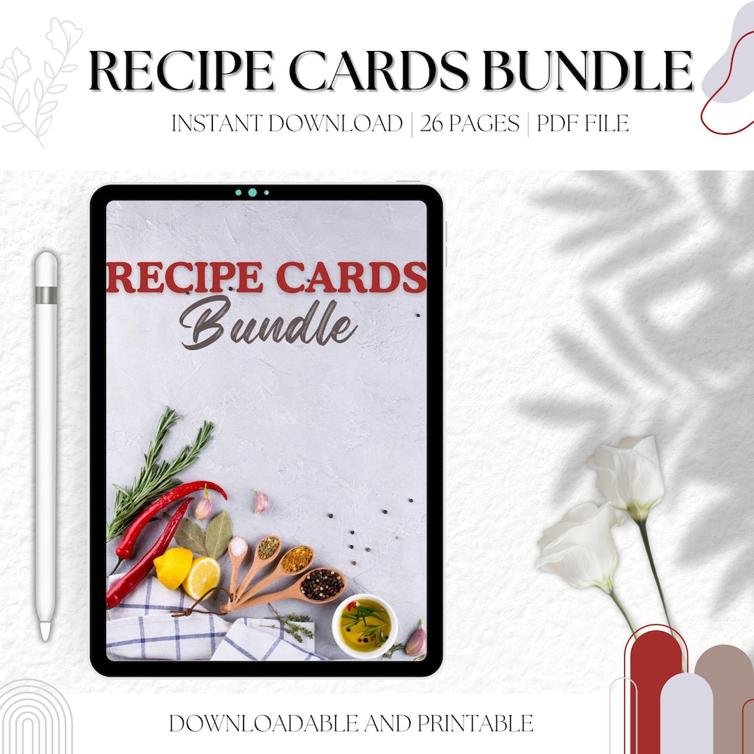 Recipe Cards Bundle | Printable & Digital Recipe Organizer | Instant ...
