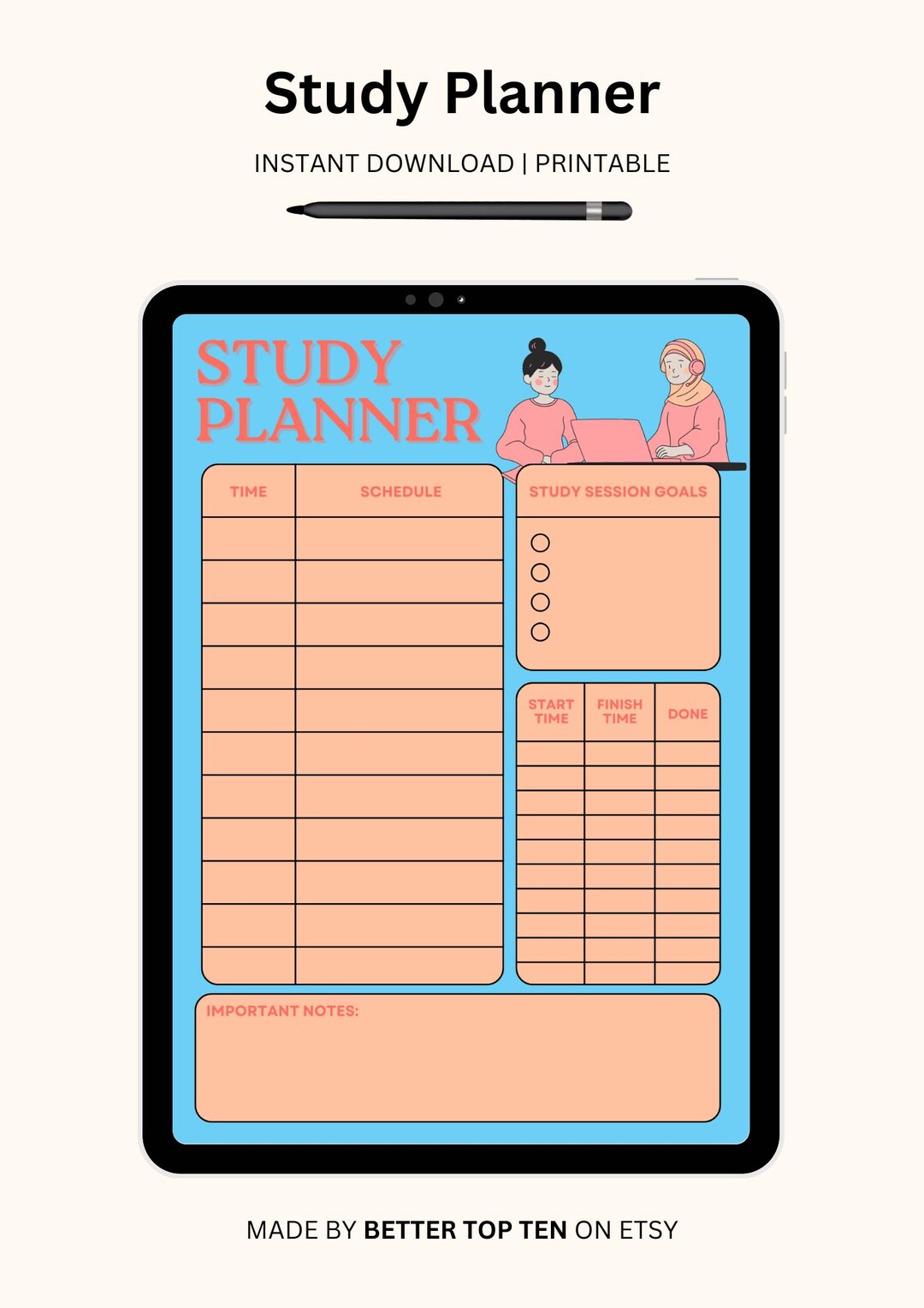 Ultimate Digital Study Planner, Printable & Editable Study Schedule ...