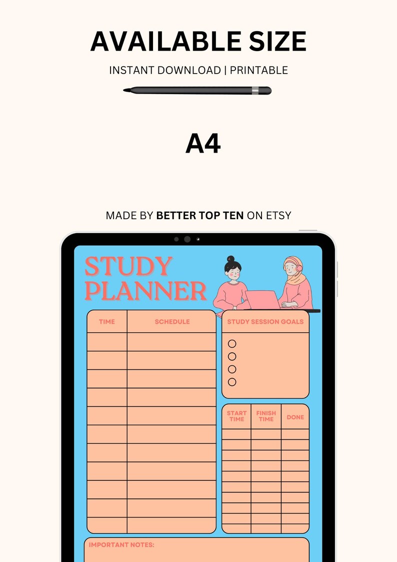Ultimate Digital Study Planner, Printable & Editable Study Schedule ...