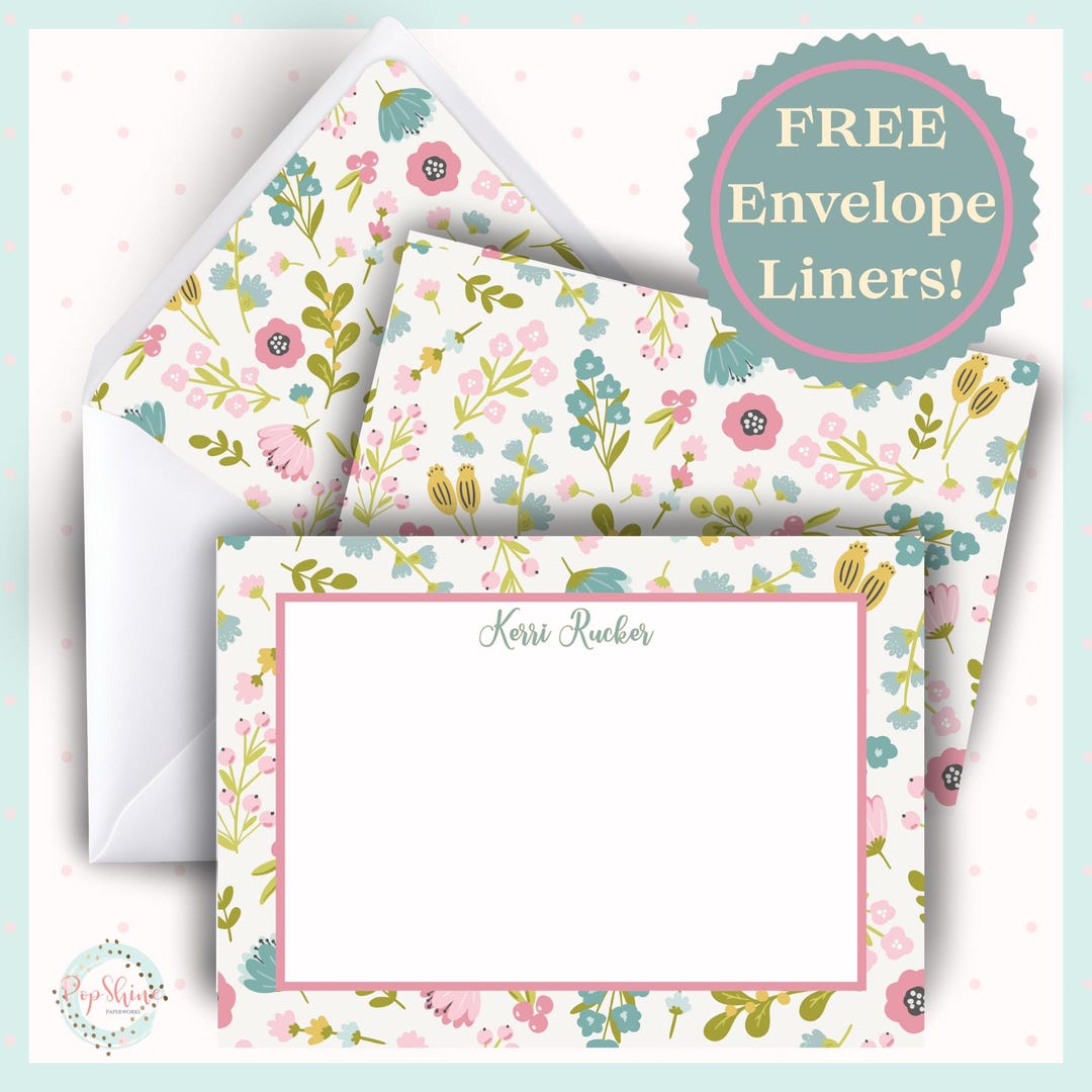 Personalized Floral Stationery Pretty Spring Thank You Notes Birthday ...