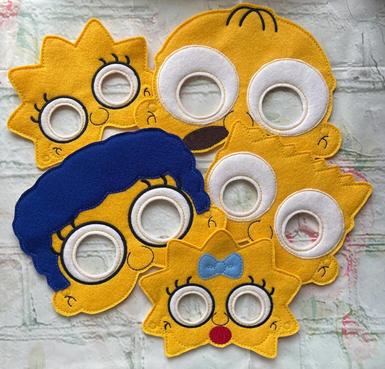 Handmade Simpson Character Felt Face Masks - Etsy