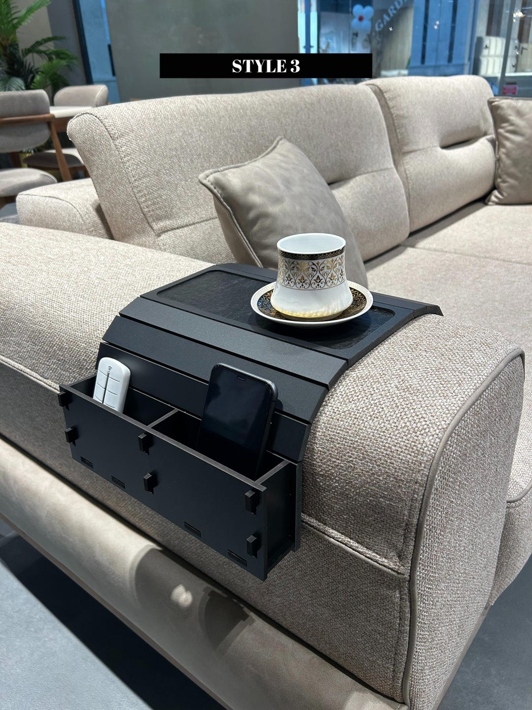 Sofa Arm Tray, Sofa Wood Coaster, Foldable Coaster, Phone Holder ...