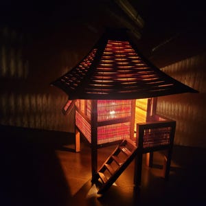 Vintage Handmade Wooden Hut Style Night Lamp - Etsy