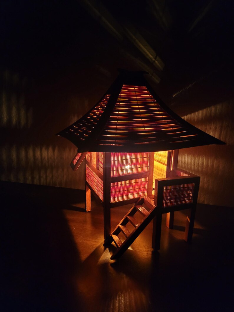 Vintage Handmade Wooden Hut Style Night Lamp - Etsy