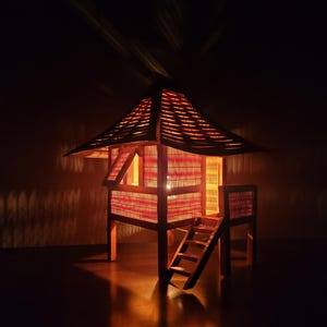 Vintage Handmade Wooden Hut Style Night Lamp - Etsy