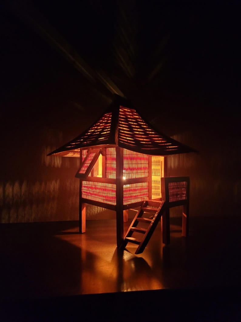 Vintage Handmade Wooden Hut Style Night Lamp - Etsy