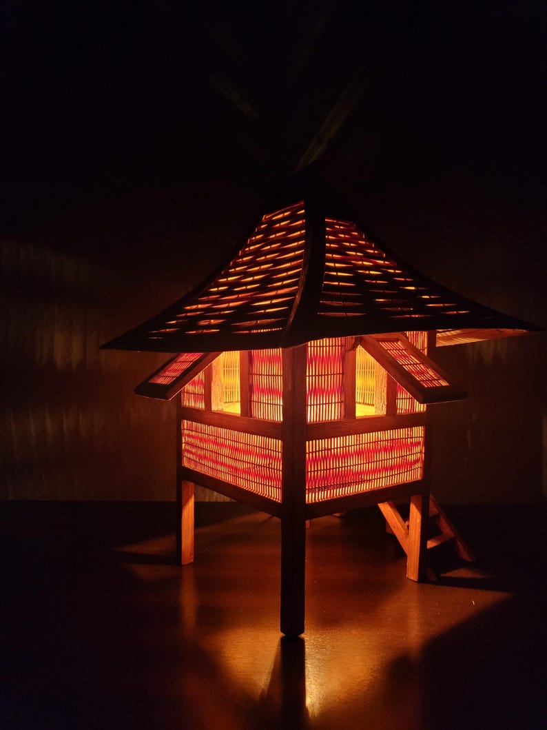 Vintage Handmade Wooden Hut Style Night Lamp - Etsy