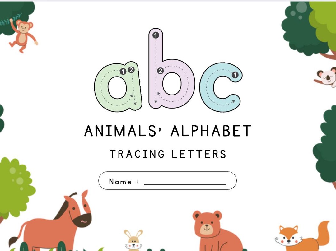 Animal Alphabet Letter Tracing - Etsy