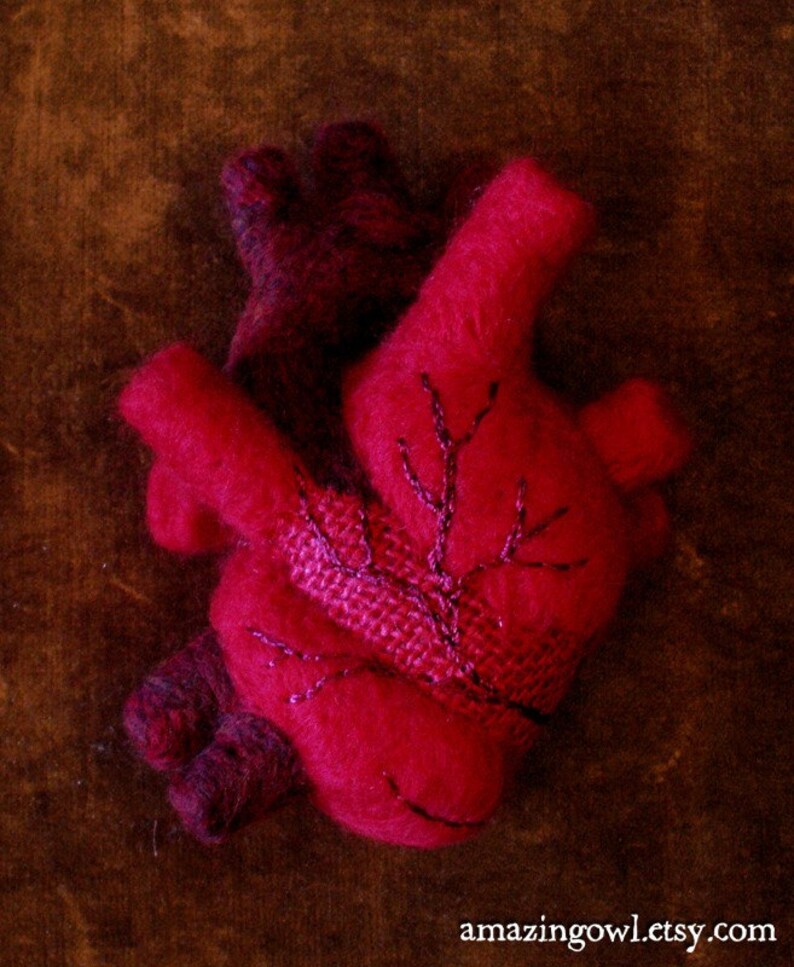 A Patchwork Heart Needle-felted Anatomical Heart Sculpture - Etsy