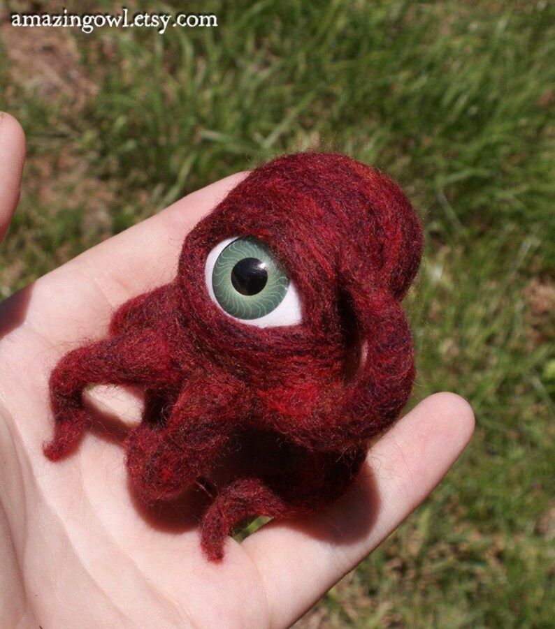 Aye-aye Capn' - Sweet One-eyed Red Octopus Monster - Pocket Cyclops - Etsy