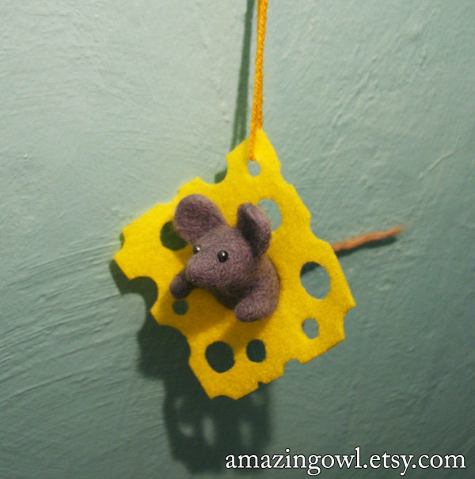 Original Ornament - Sweet Felted Mouse and Cheese - Etsy
