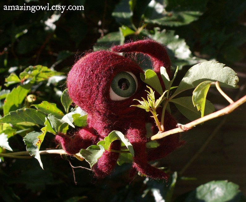 Aye-aye Capn' - Sweet One-eyed Red Octopus Monster - Pocket Cyclops - Etsy