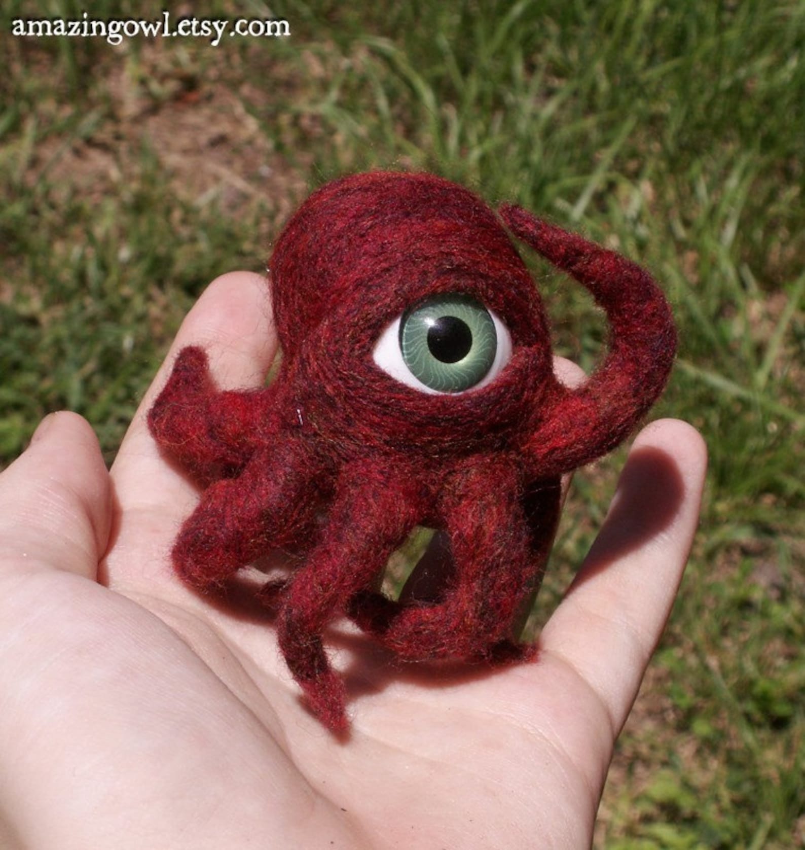 Aye-aye Capn' - Sweet One-eyed Red Octopus Monster - Pocket Cyclops - Etsy