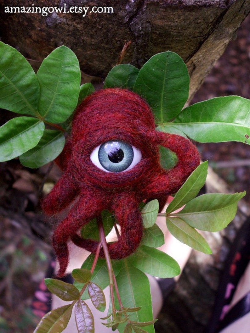 Aye-aye Capn' - Sweet One-eyed Red Octopus Monster - Pocket Cyclops - Etsy