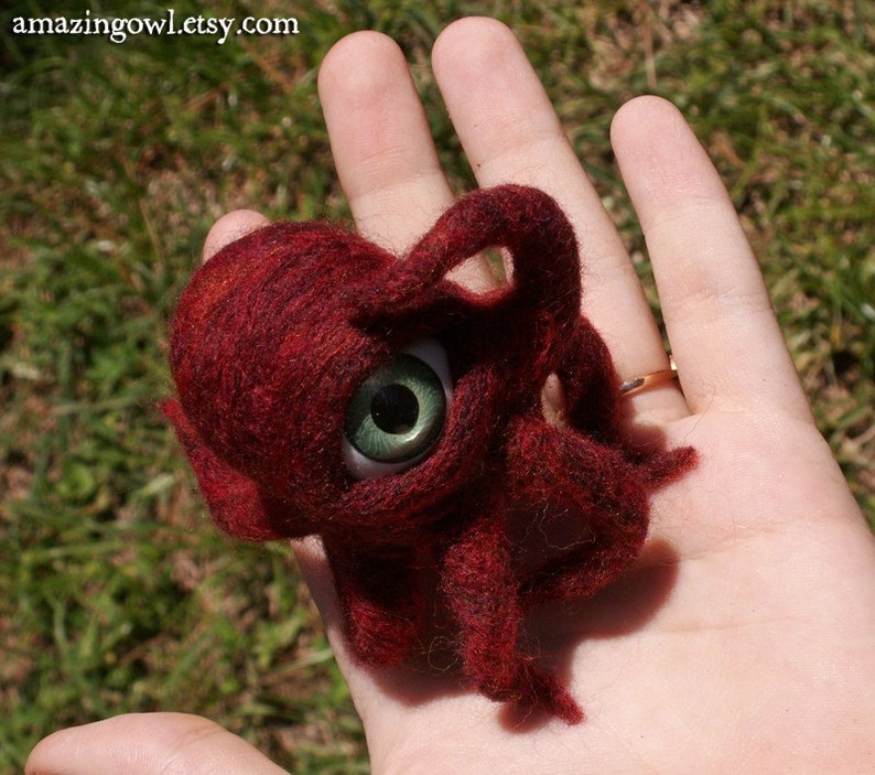 Aye-aye Capn' - Sweet One-eyed Red Octopus Monster - Pocket Cyclops - Etsy