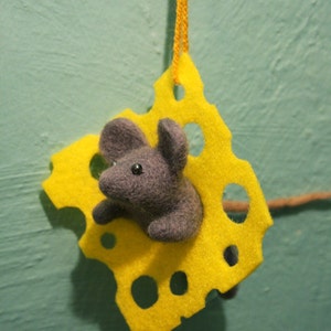 Original Ornament - Sweet Felted Mouse and Cheese - Etsy