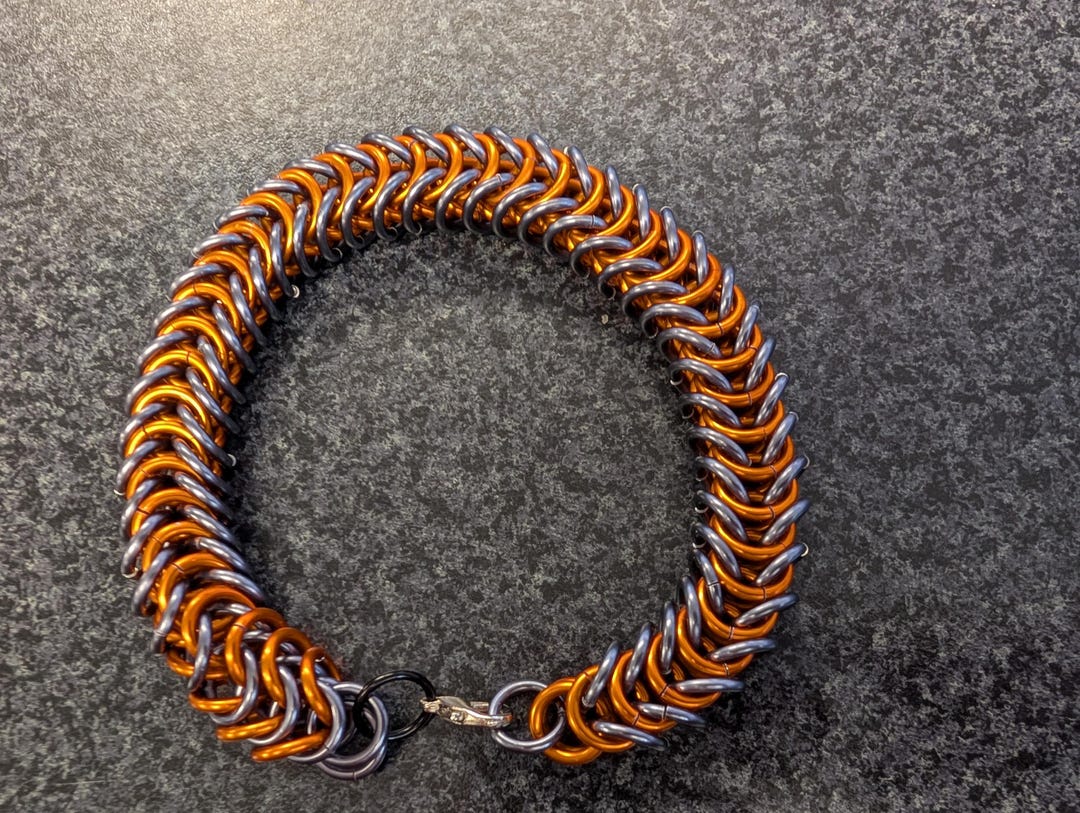 Orange and Grey Tight Box Weave Chainmaille Bracelet - Etsy