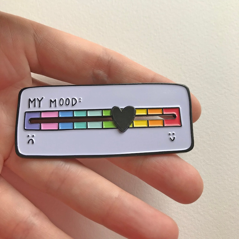 My Mood Rainbow Mood Scale Pin With Moveable Heart Slide Etsy
