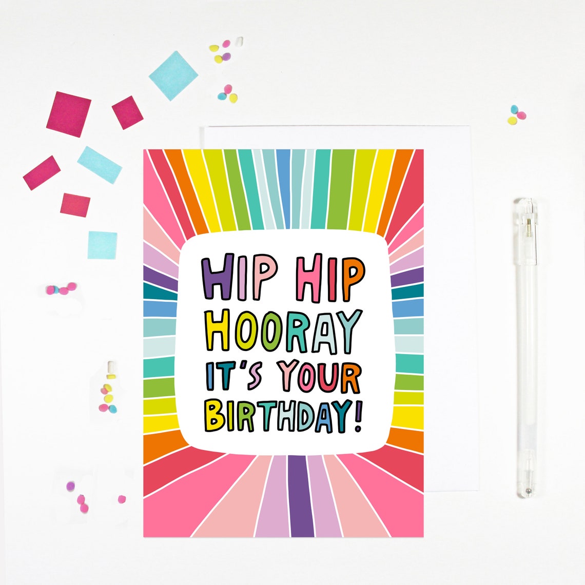 Hip Hip Hooray Its Your Birthday Rainbow Birthday Card Etsy