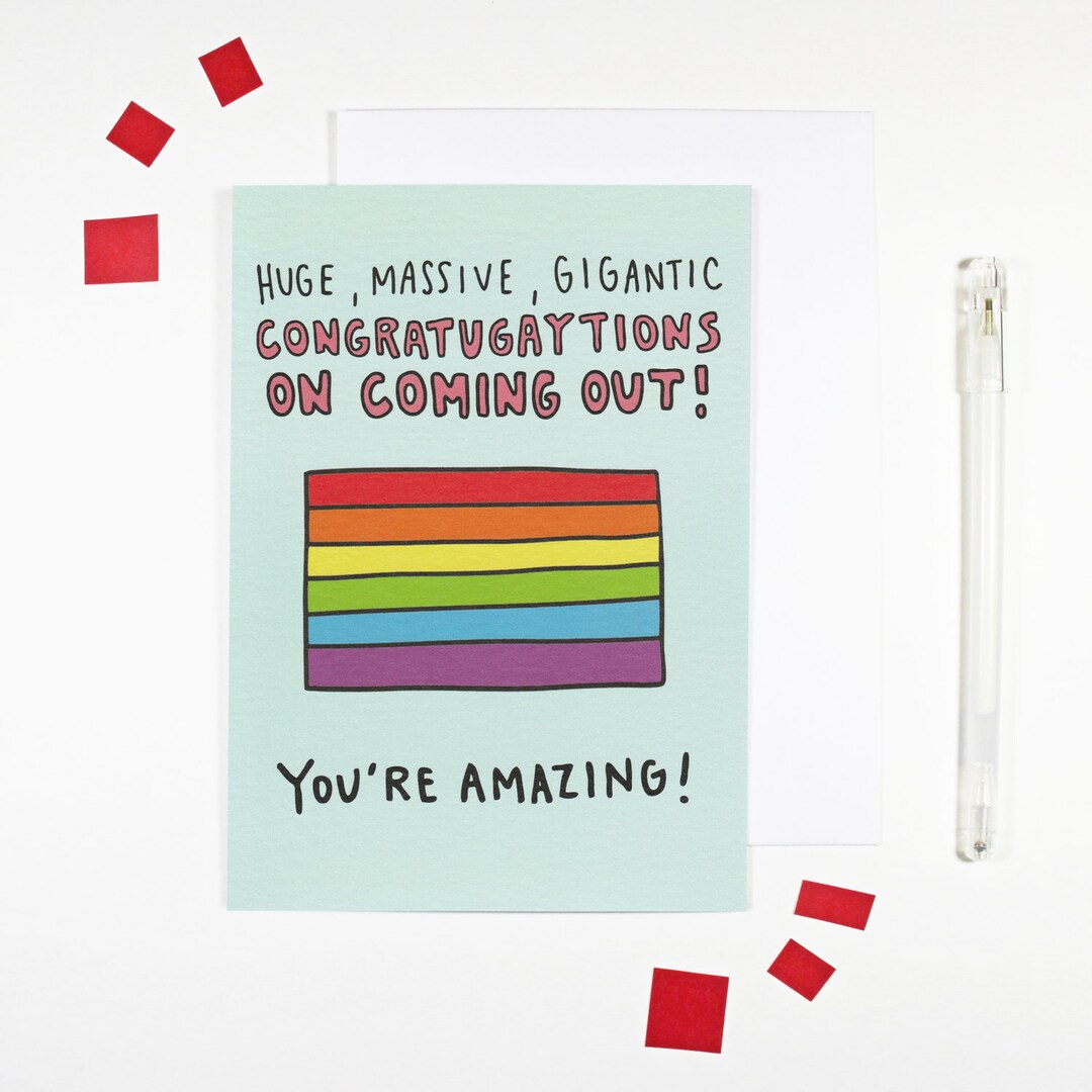 Congratugaytions on Coming Out Card LGBT Pride Gay Pride - Etsy UK