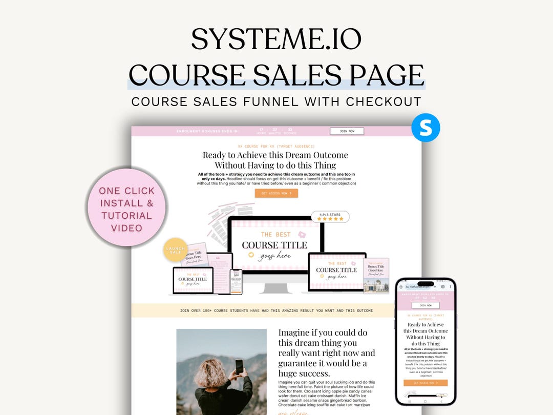 Systeme.io Course Sales Page Template. Systeme.io Funnel Template ...