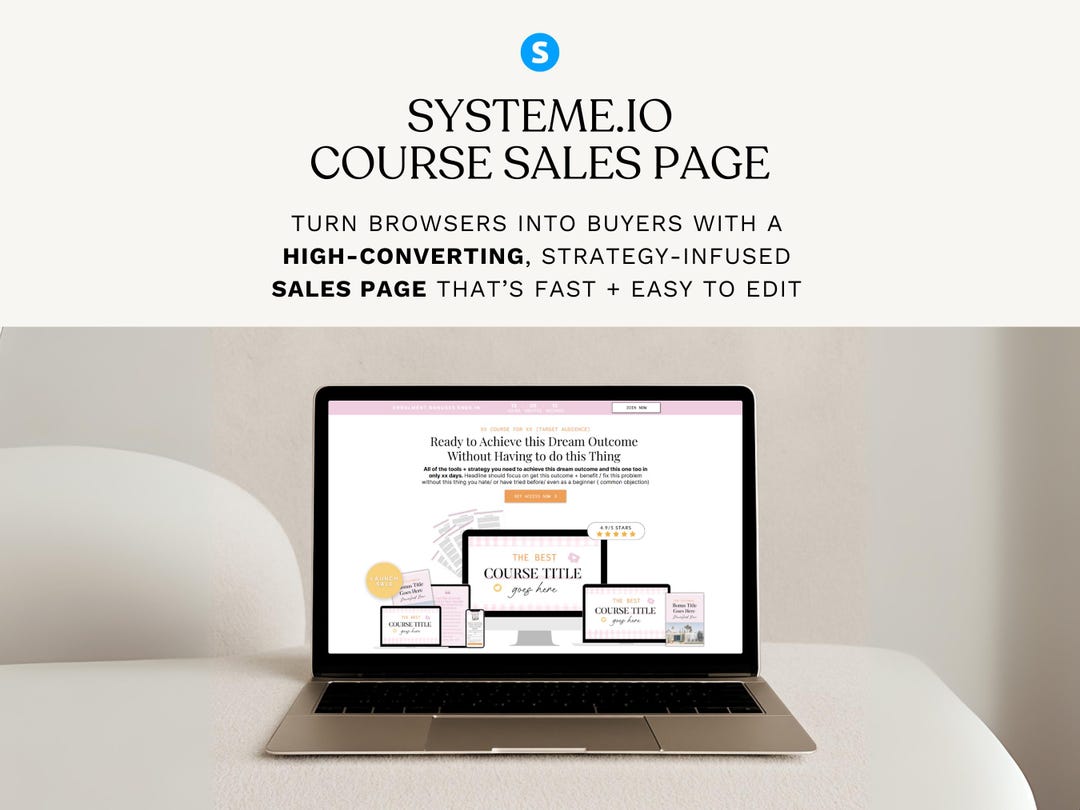 Systeme.io Course Sales Page Template. Systeme.io Funnel Template ...