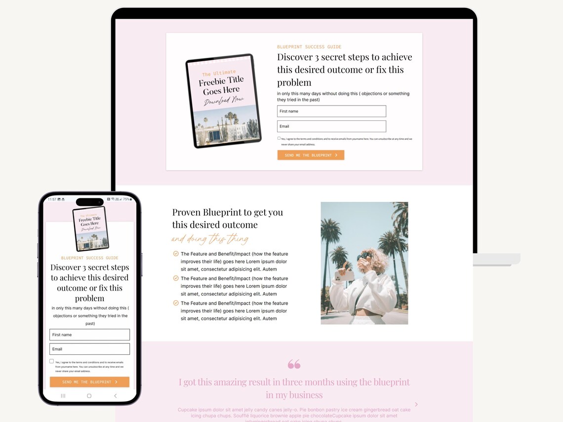 Systeme.io Opt in Freebie Template. Systeme.io Funnel Template for Lead Magnet. Customizable ...