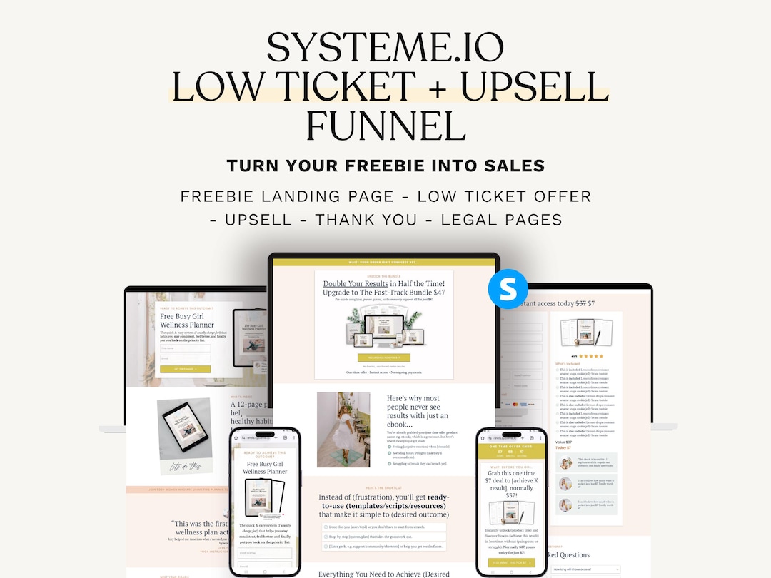 Systeme.io Sales Funnel Template. Low Ticket Offer. Upsell Funnel Template. Landing Page ...