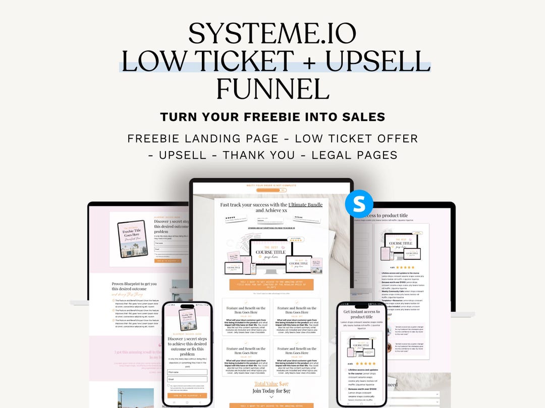 Systeme.io Sales Funnel Template. Low Ticket Offer. Upsell Funnel ...