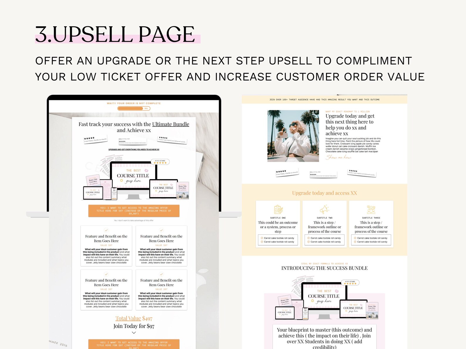 Systeme.io Sales Funnel Template. Low Ticket Offer. Upsell Funnel ...