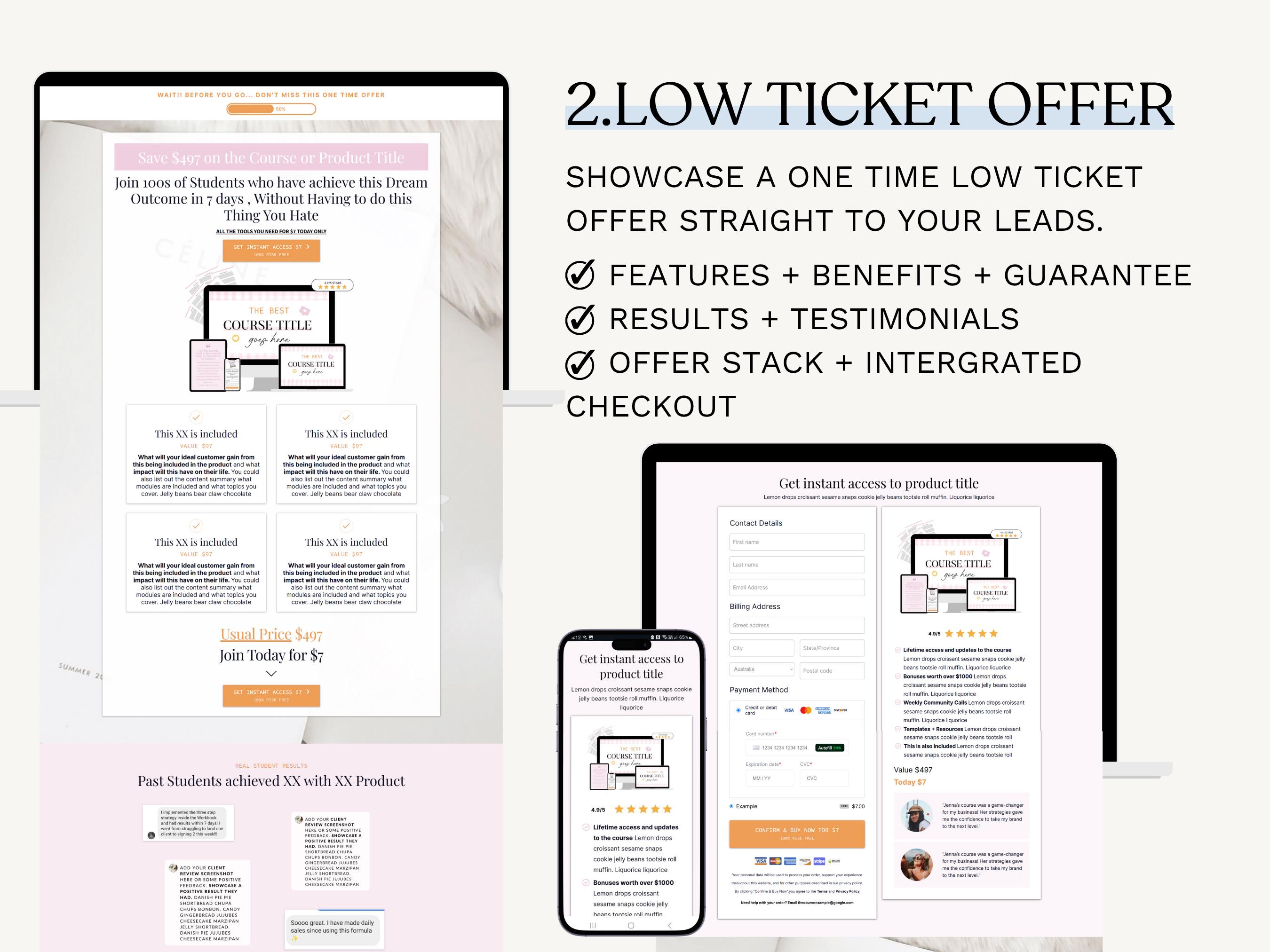 Systeme.io Sales Funnel Template. Low Ticket Offer. Upsell Funnel ...