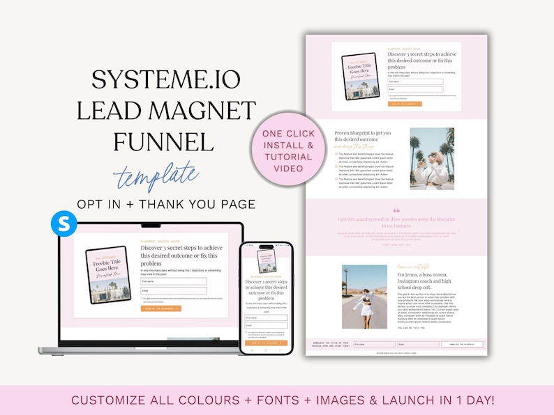 Systeme.io Opt in Freebie Template. Systeme.io Funnel Template for Lead ...