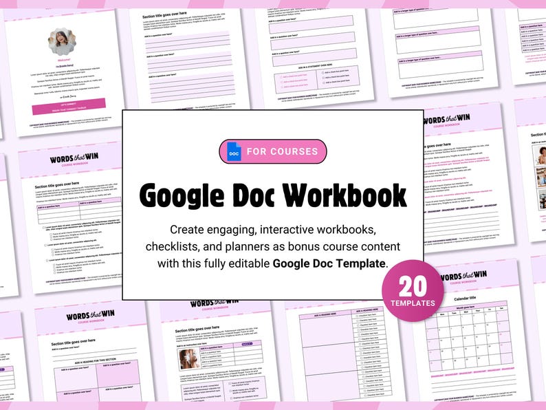 Online Course Workbook Template, Google Docs, Journal, Checklist ...