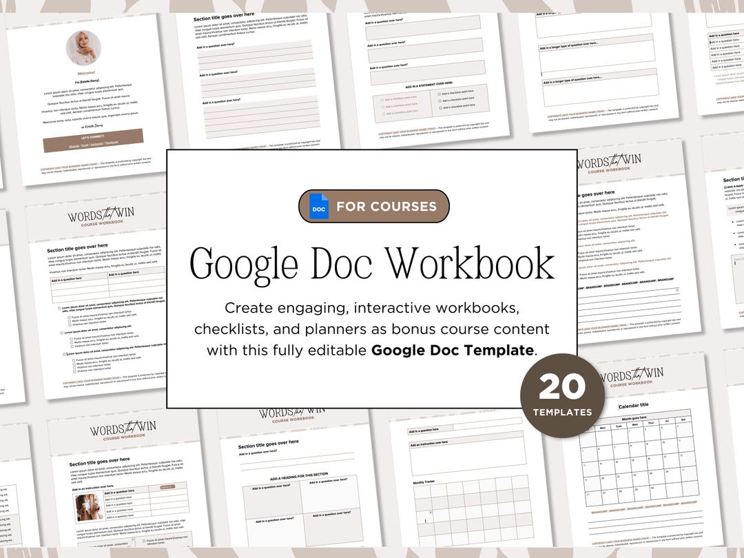 Fillable Workbook Template, Course Creator, Checklist, Journal (google ...