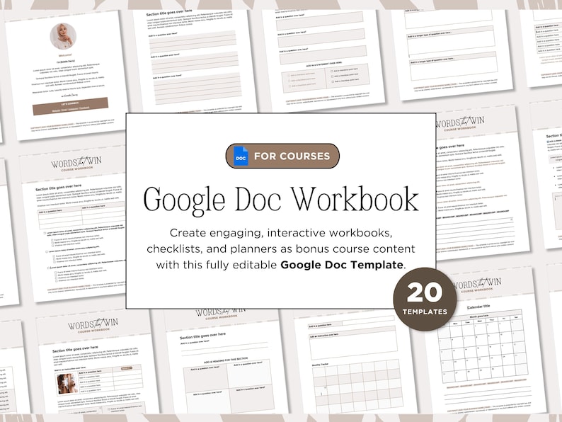 Fillable Workbook Template, Course Creator, Checklist, Journal (google ...