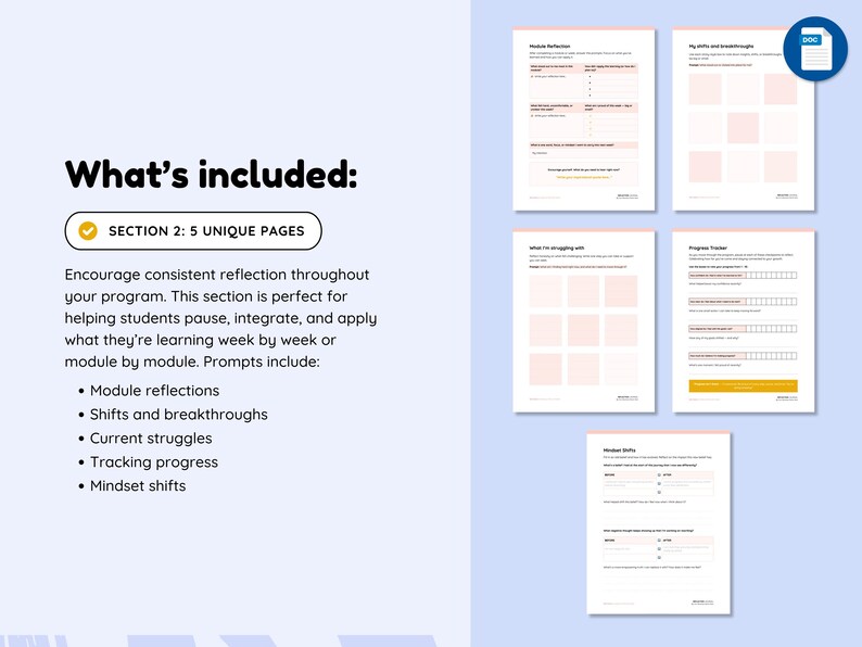 Reflection Workbook Template, Fillable Journal, Course Creator (google ...