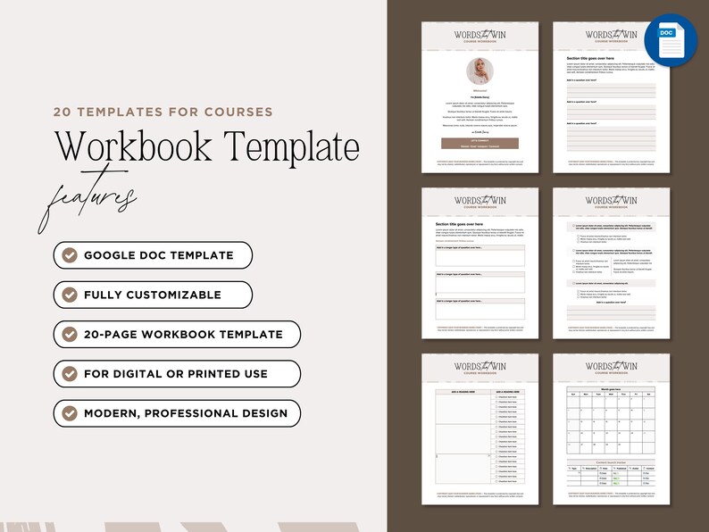 Fillable Workbook Template, Course Creator, Checklist, Journal (google ...