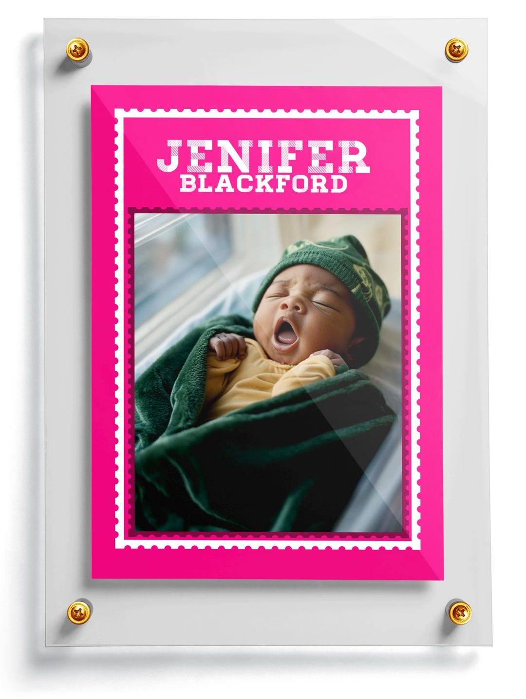 Custom Baby Trading Card: Pink Newborn Announcement With Display - Etsy